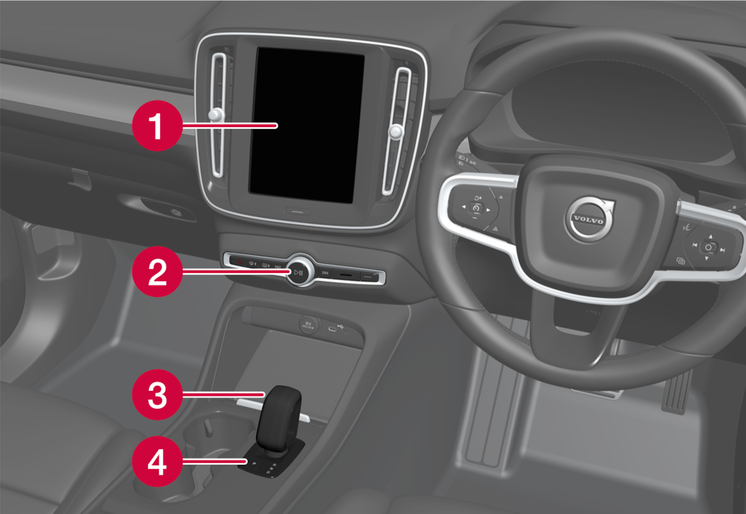 XC40 Recharge Pure Electric Displays and controls by the driver in a ...